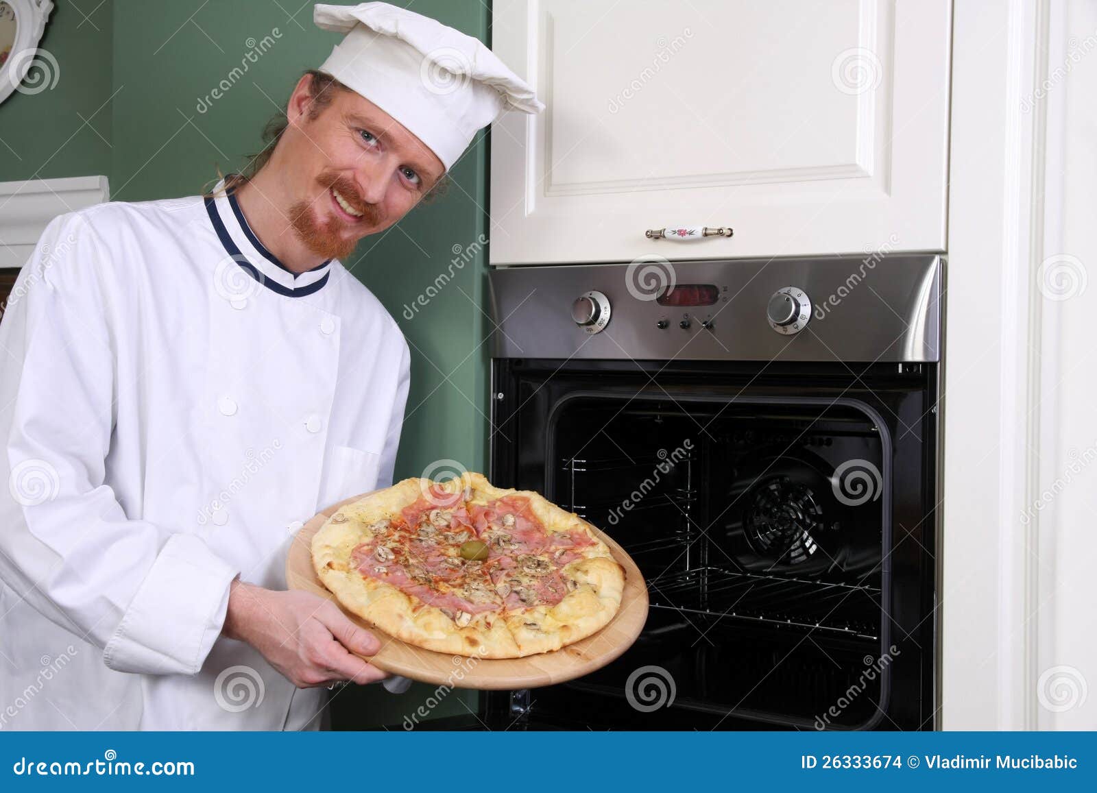 Young Chef with Italian Pizza Stock Photo - Image of culinary ...