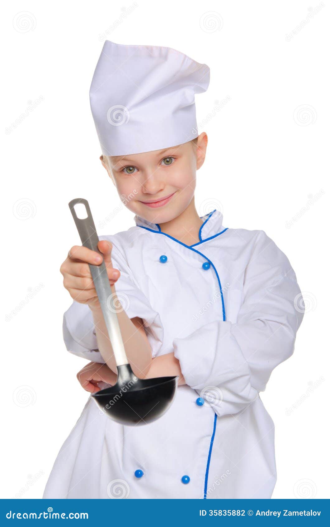 Young chef with a ladle stock photo. Image of occupation - 35835882