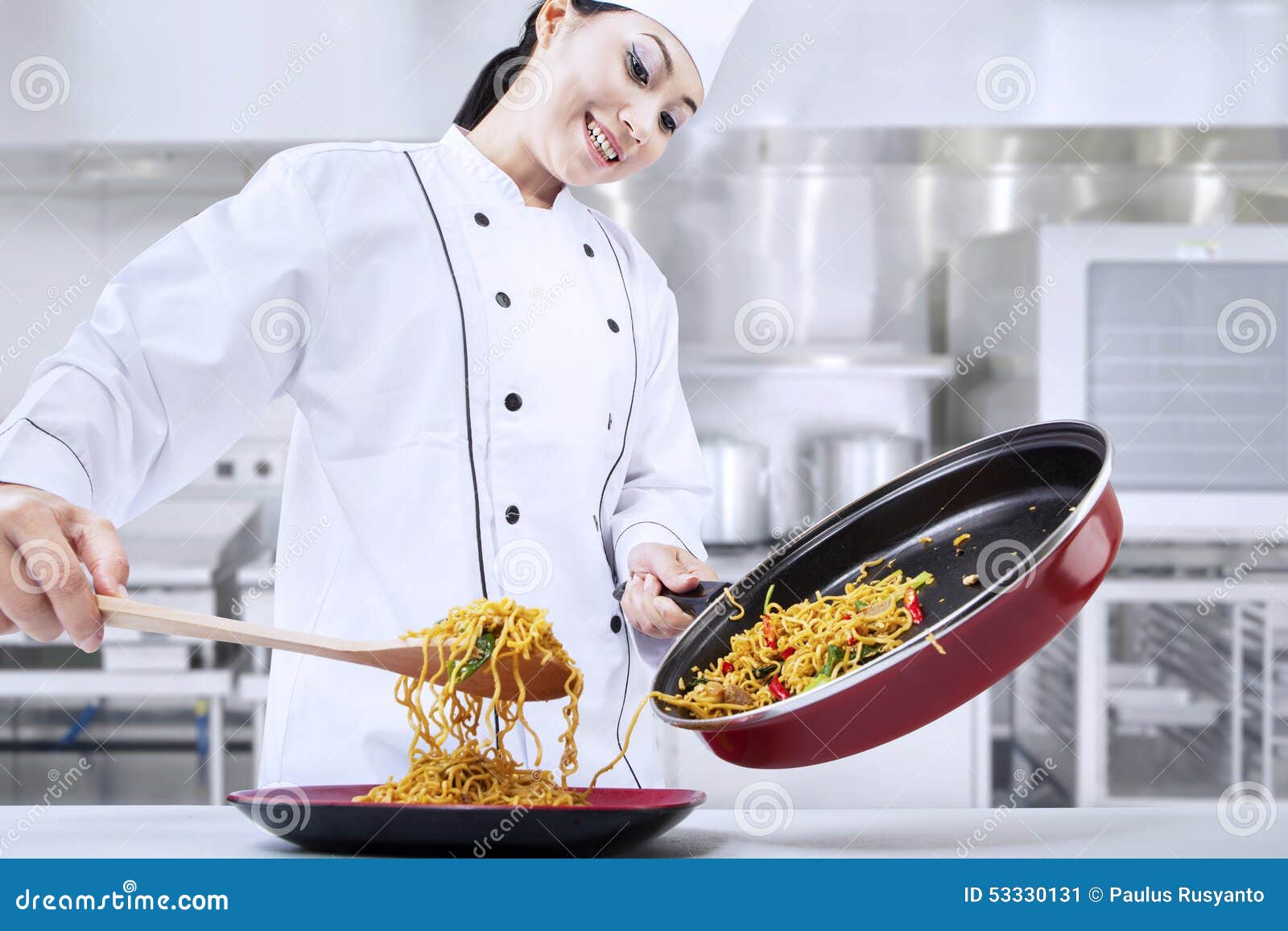 Young Chef Making Fried Noodle Stock Image - Image of noodle, cheerful ...