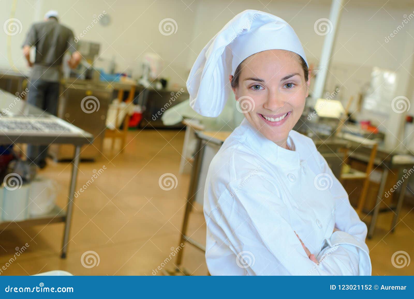 Young Chef Posing in Kitchen Stock Photo - Image of colleague, business ...