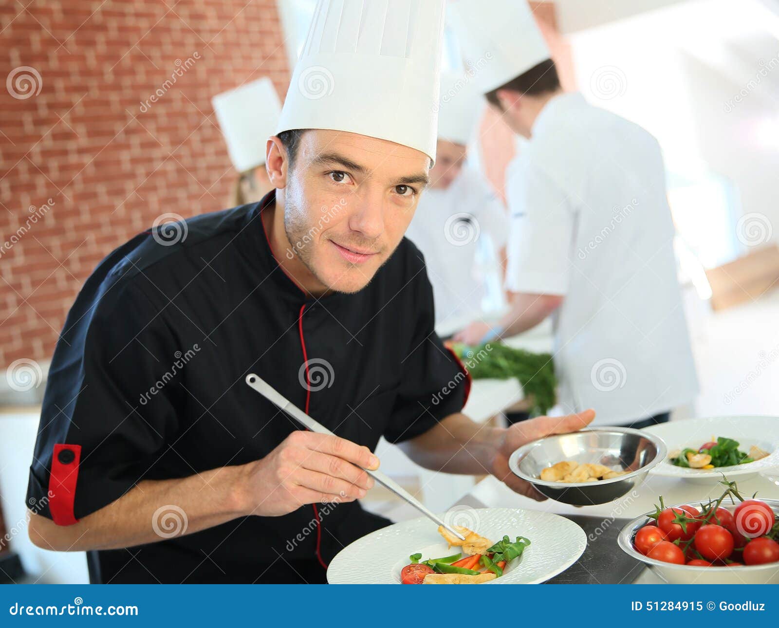 Young Chef Preparing Dish in Restaurant Stock Image - Image of working ...