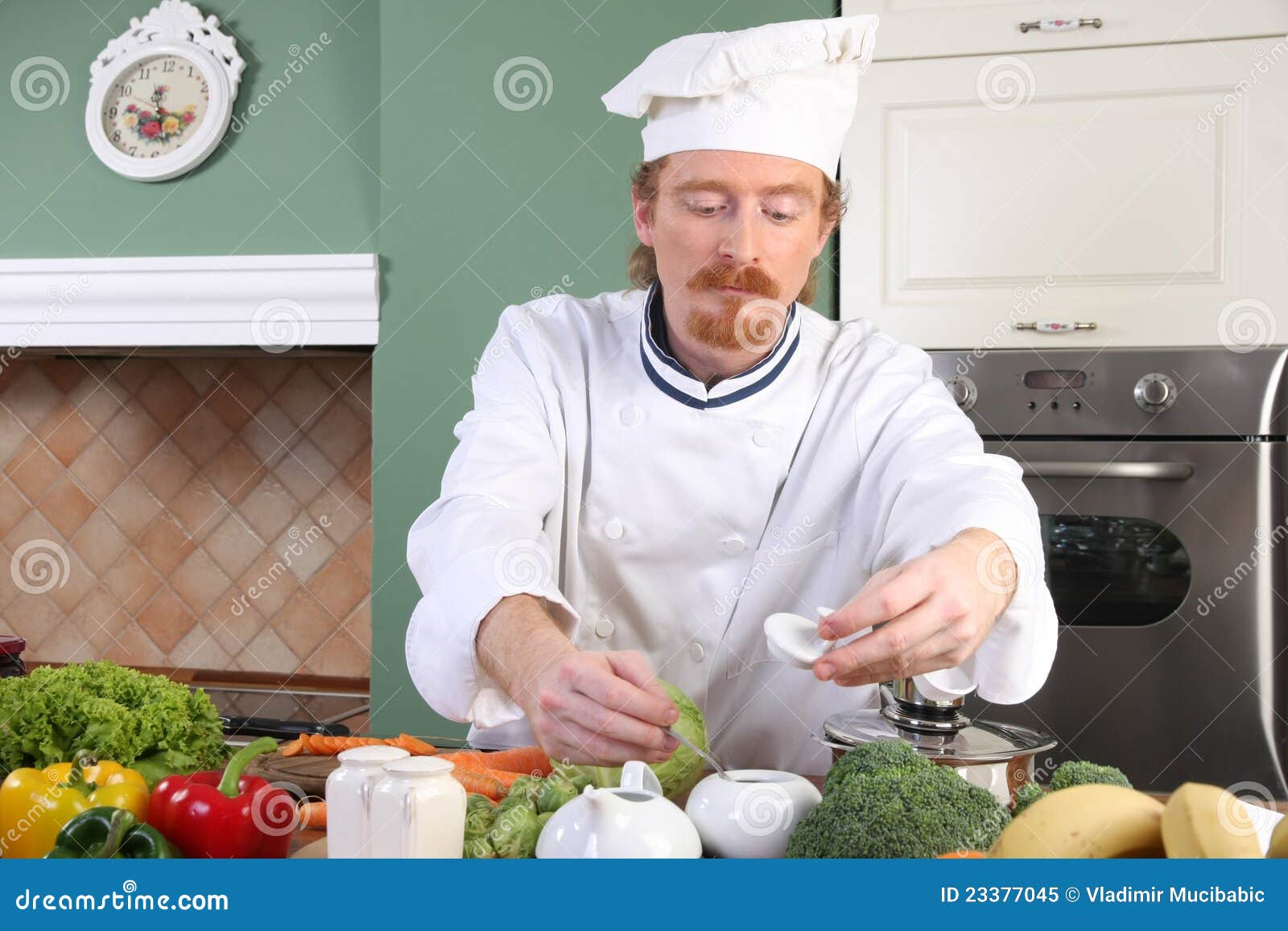 Young Chef Preparing Lunch in Kitchen Stock Image - Image of domestic ...