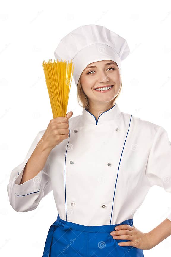 Young Chef in the Studio. White Background Stock Photo - Image of ...