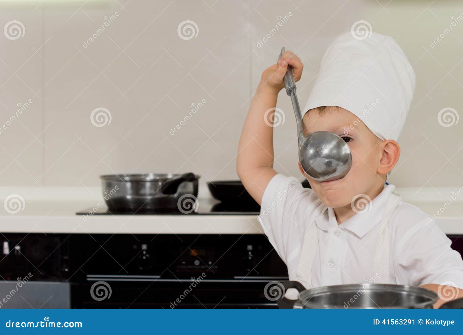 Young Chef Tasting Soup from Ladle Stock Image - Image of metal ...