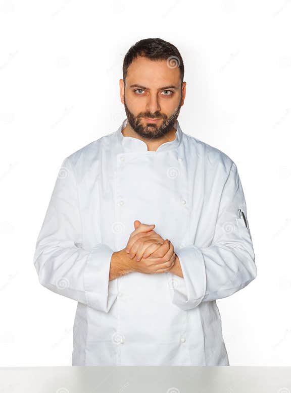 Young Chef on White Background. Stock Photo - Image of kitchen ...