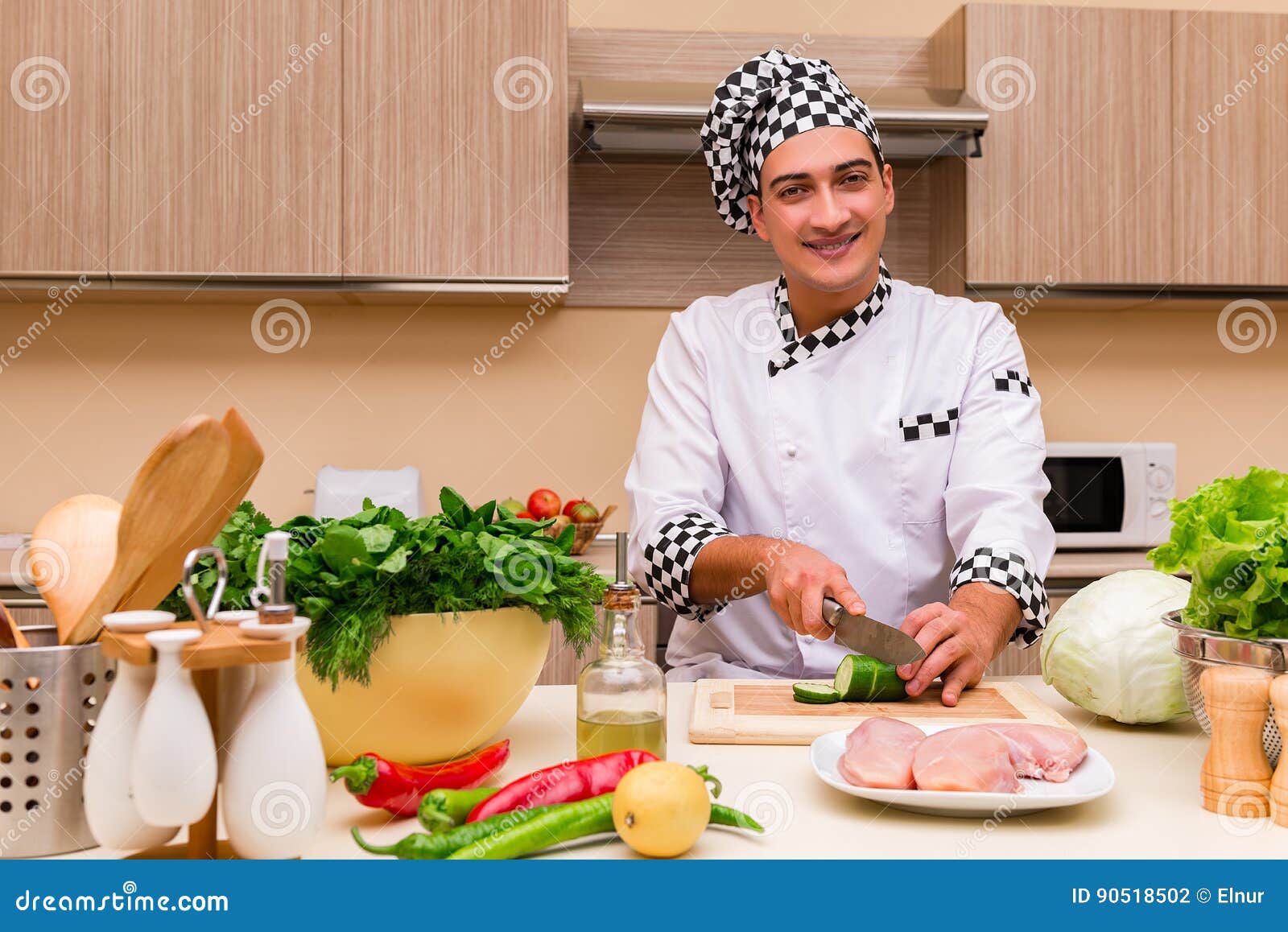 The Young Chef Working in the Kitchen Stock Photo - Image of culinary ...