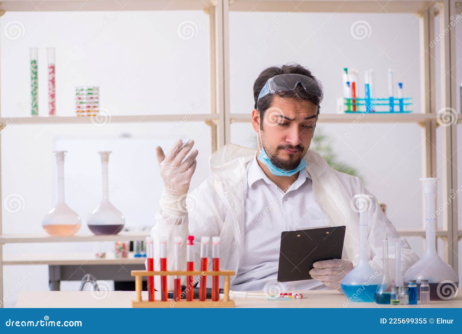 Young Male Chemist Extremely Tired at the Lab Stock Image - Image of ...