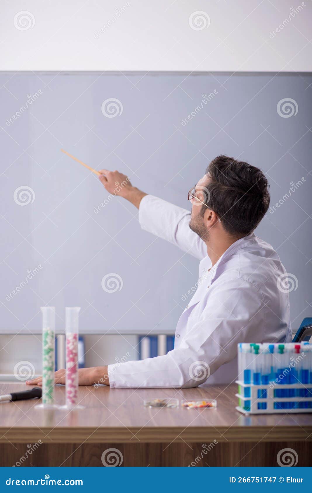 Young Male Chemist in Front of White Board Stock Image - Image of ...