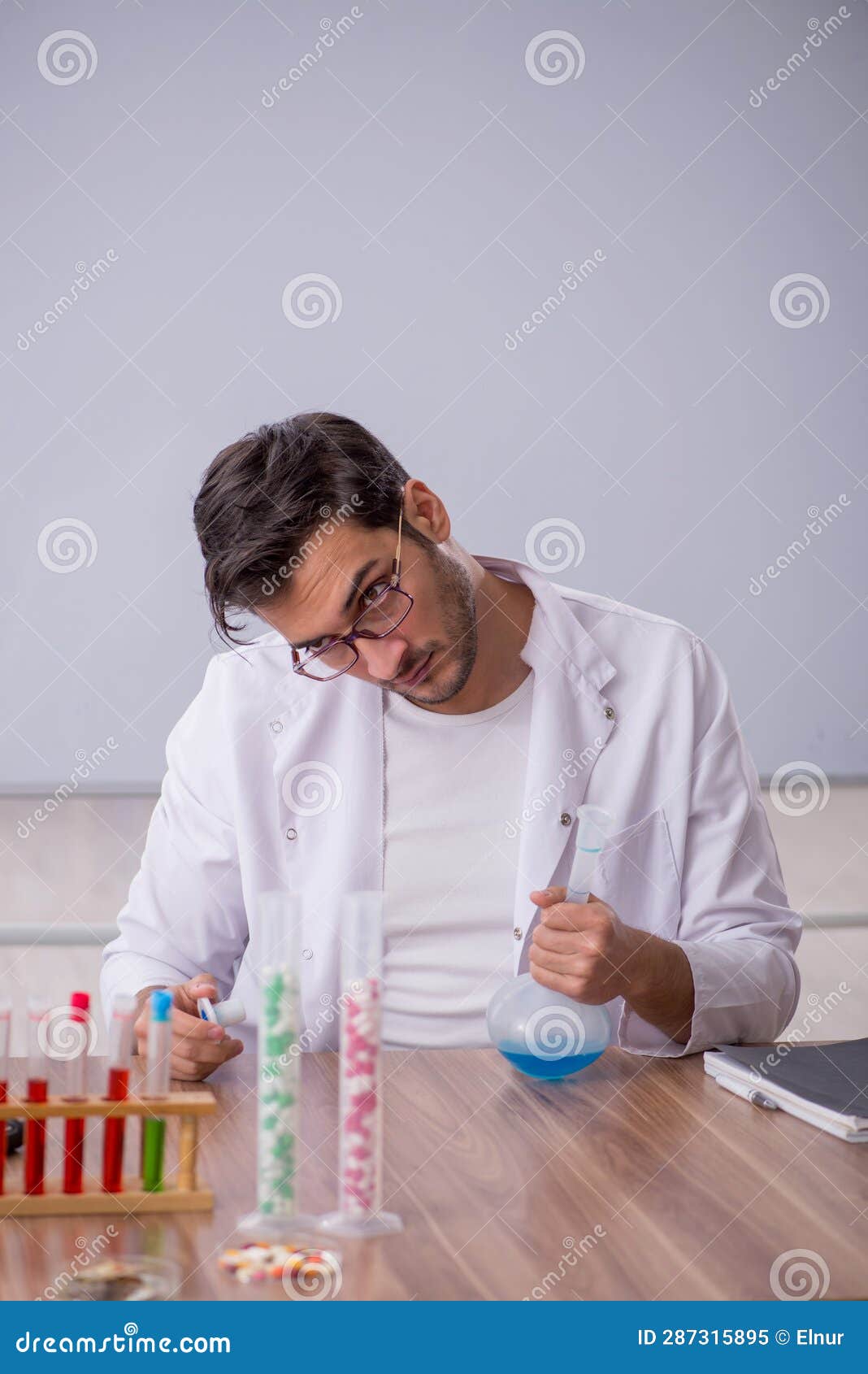 Young Male Chemist in Front of White Board Stock Image - Image of ...