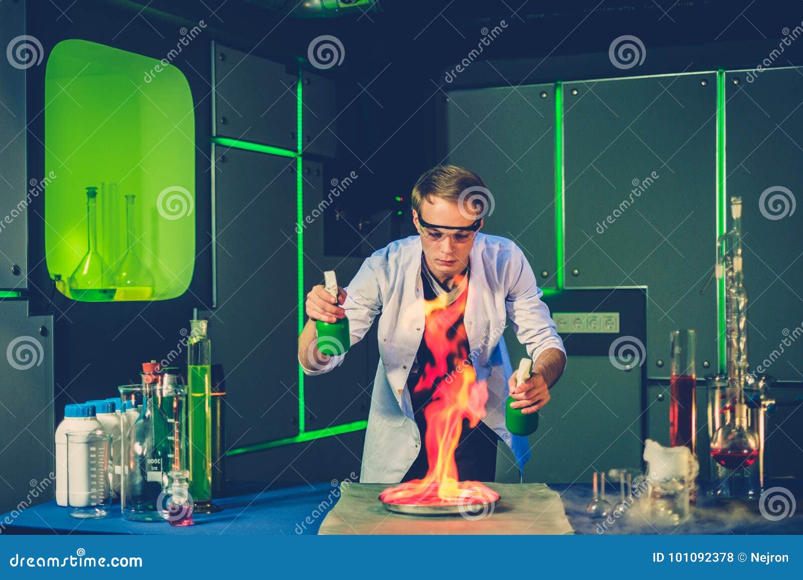 Young Chemist Making Experiments In Laboratory Stock Photography ...