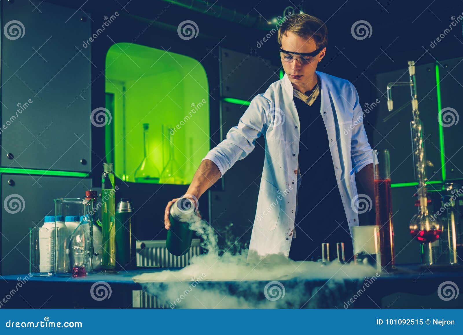Young Chemist Making Experiments in Laboratory Stock Image - Image of ...