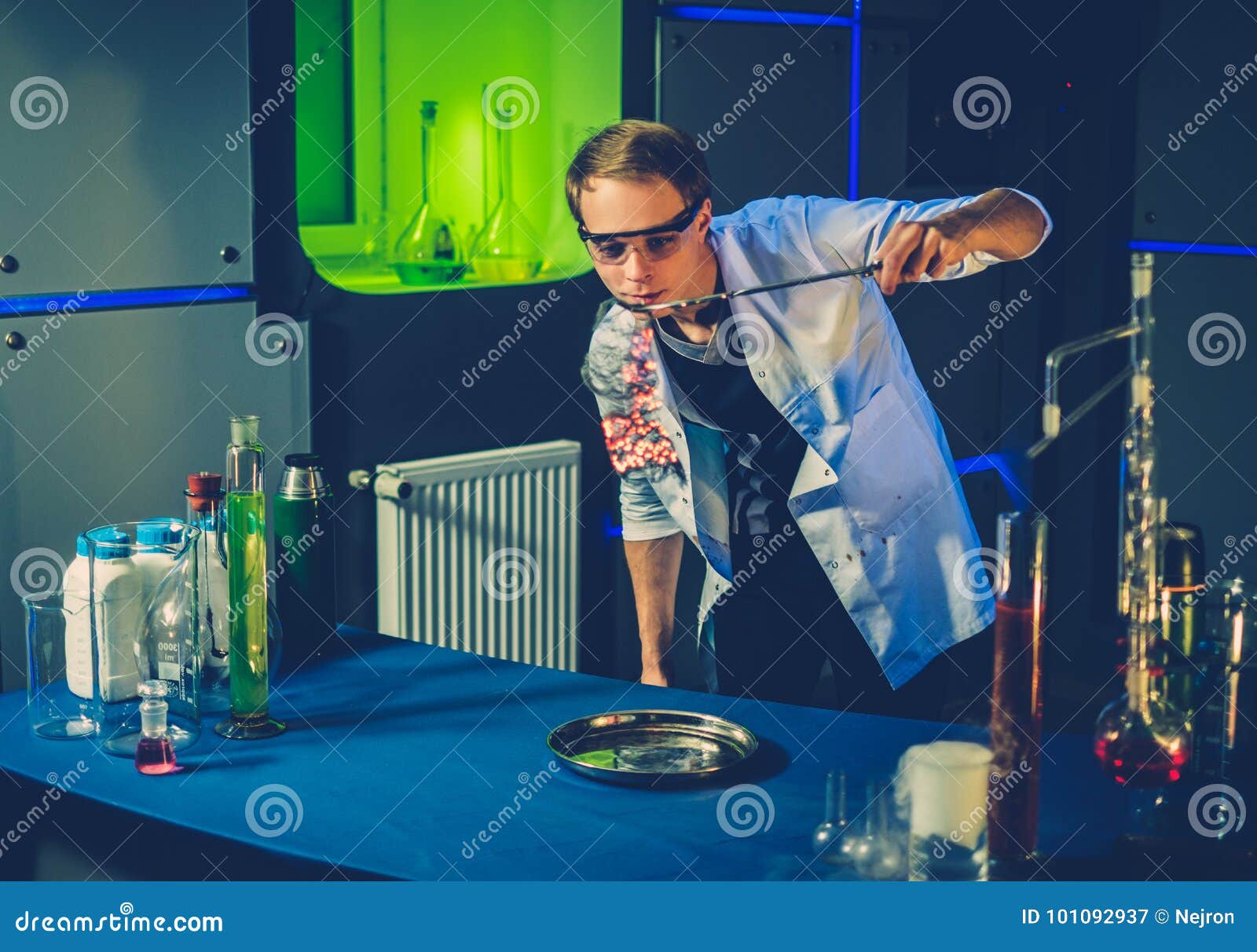 Young Chemist Making Experiments in Laboratory Stock Image - Image of ...