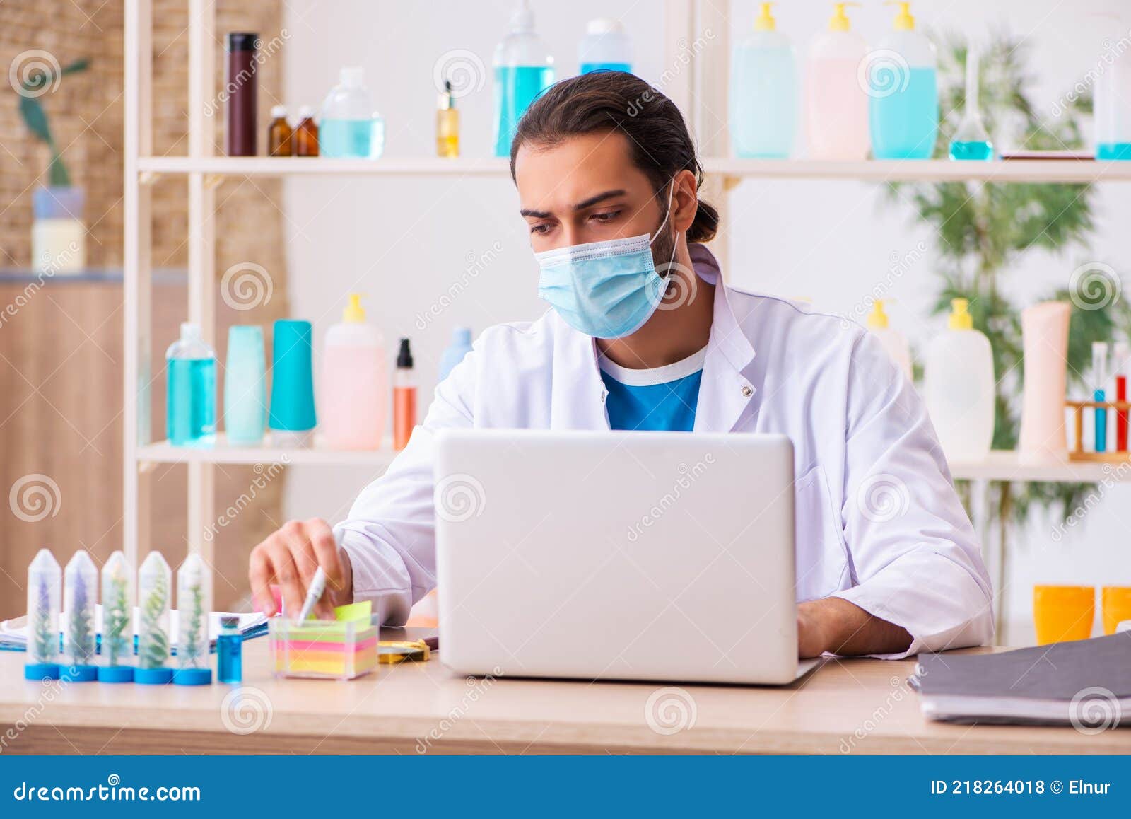 Young Male Chemist Testing Soap in the Lab Stock Photo - Image of ...