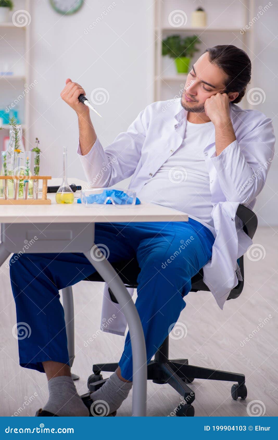 Young Male Chemist Working in the Lab Stock Image - Image of flower ...