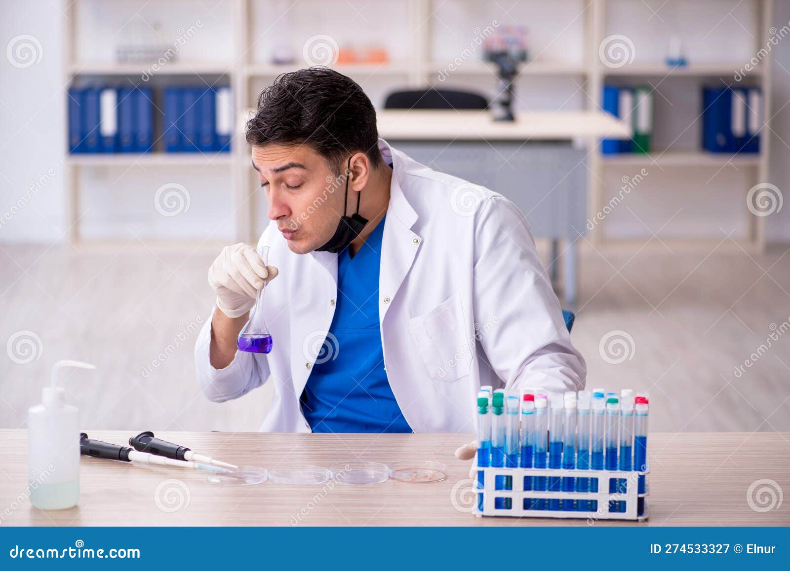 Young Male Chemist Working at the Lab Stock Image - Image of test ...