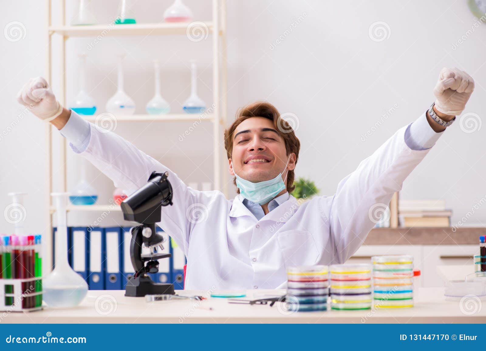 The Young Chemist Working in the Lab Stock Photo - Image of development ...
