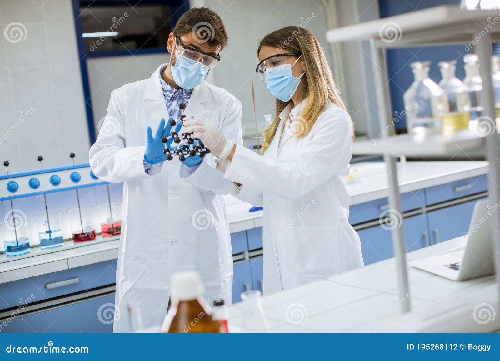 Young Chemists Holds Molecular Model in the Lab Stock Photo - Image of ...