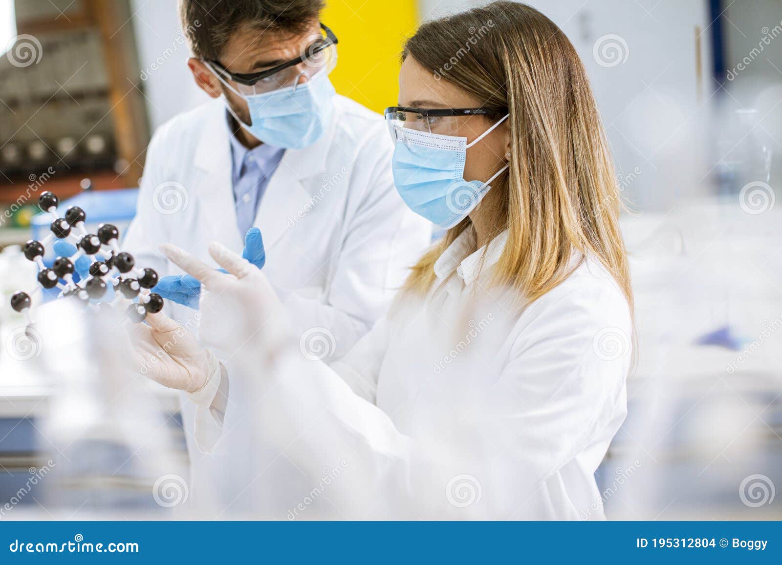 Young Chemists Holds Molecular Model in the Lab Stock Photo - Image of ...