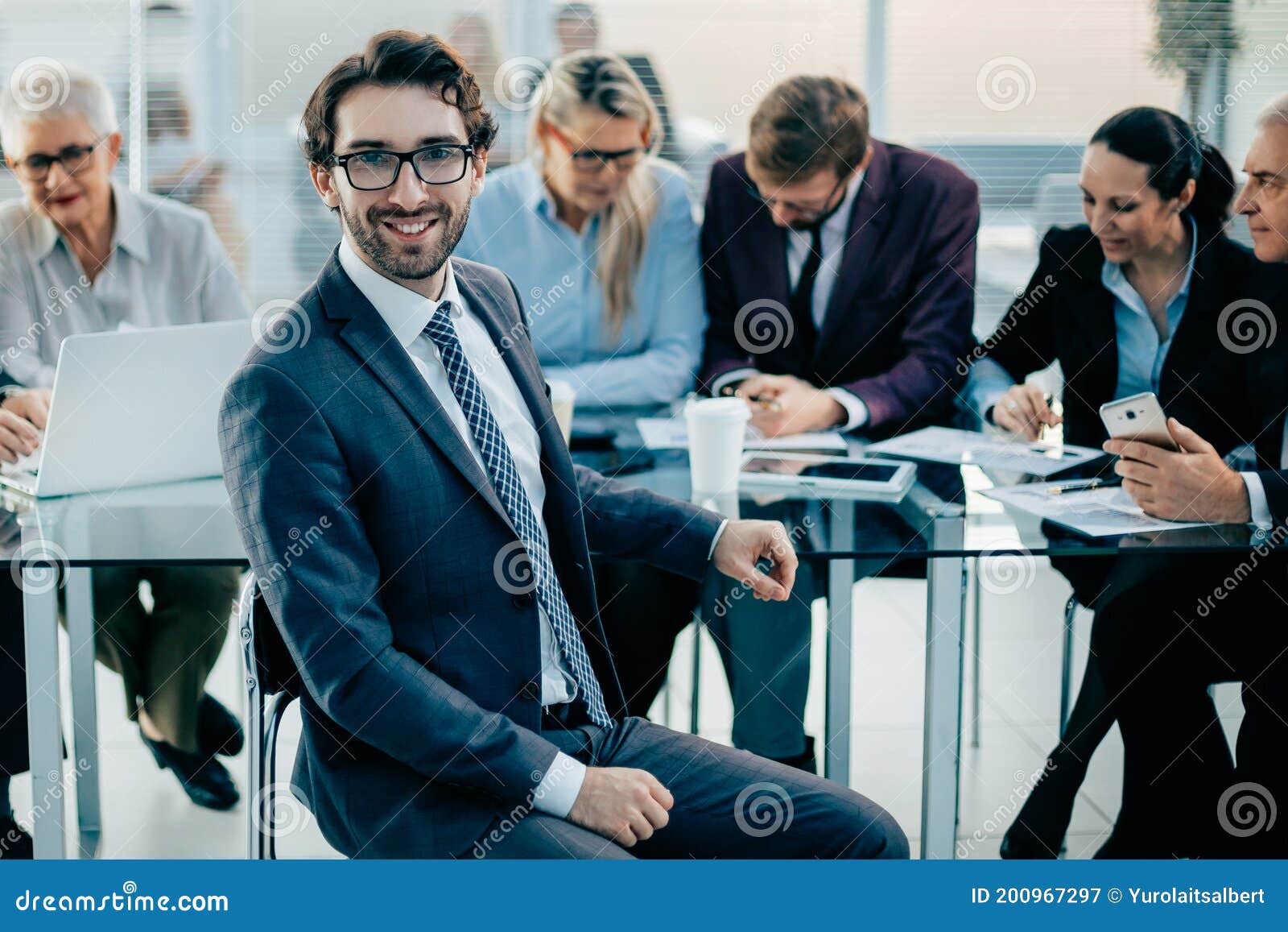 Young Chief at a Meeting with the Business Team. Stock Image - Image of ...