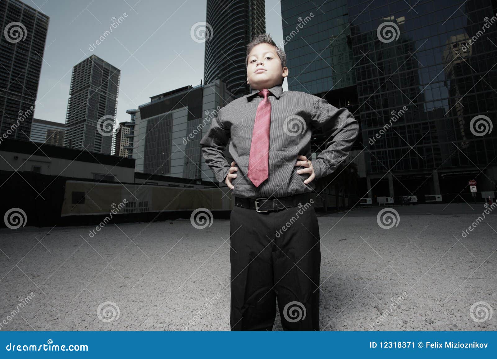 Young Child Businessman in the City Stock Image - Image of akimbo ...