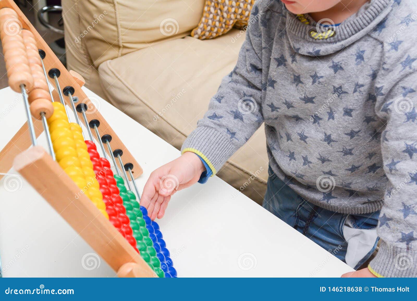 Young Child Counting with an Abacus Stock Photo - Image of counting ...