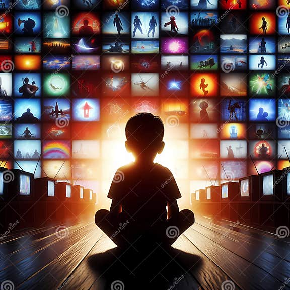 Young Child Excessive Screen Time Stock Illustration - Illustration of ...