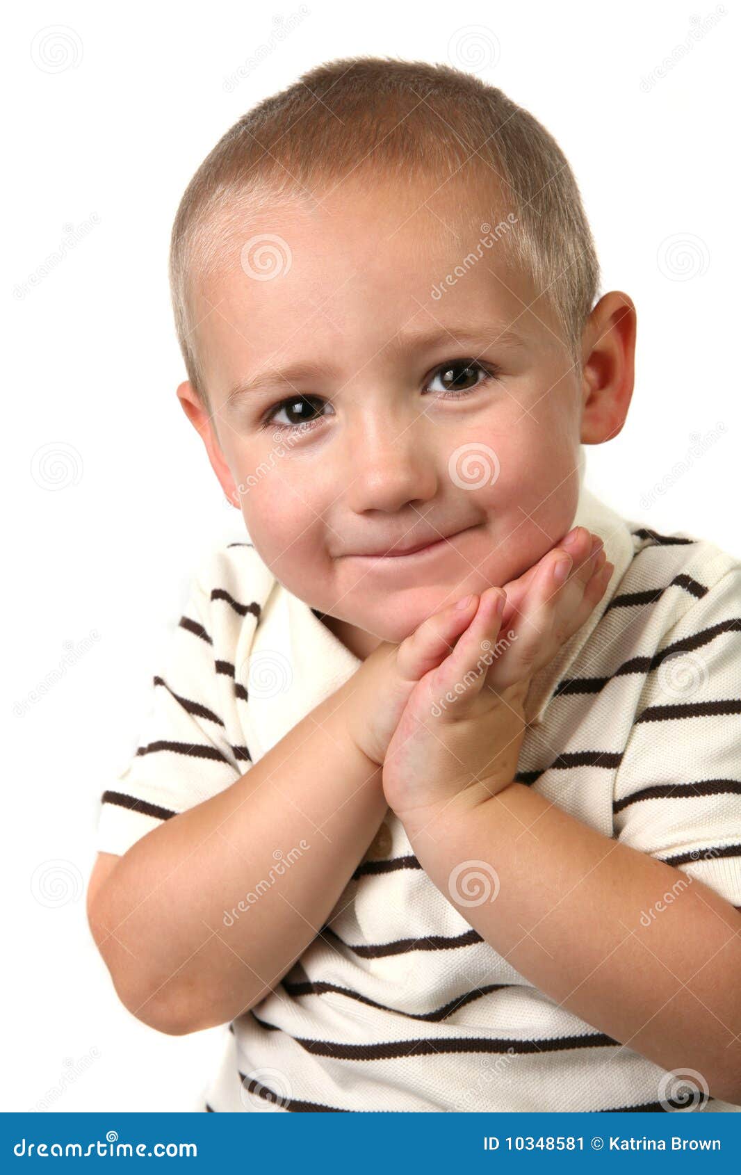 Young Child with Hands Against His Face Stock Image - Image of young ...