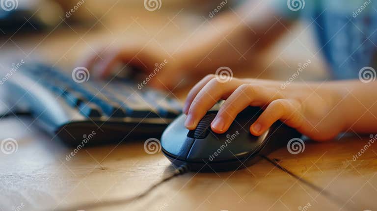 Young Child Learning To Use Computer - Hands on Mouse and Keyboard ...