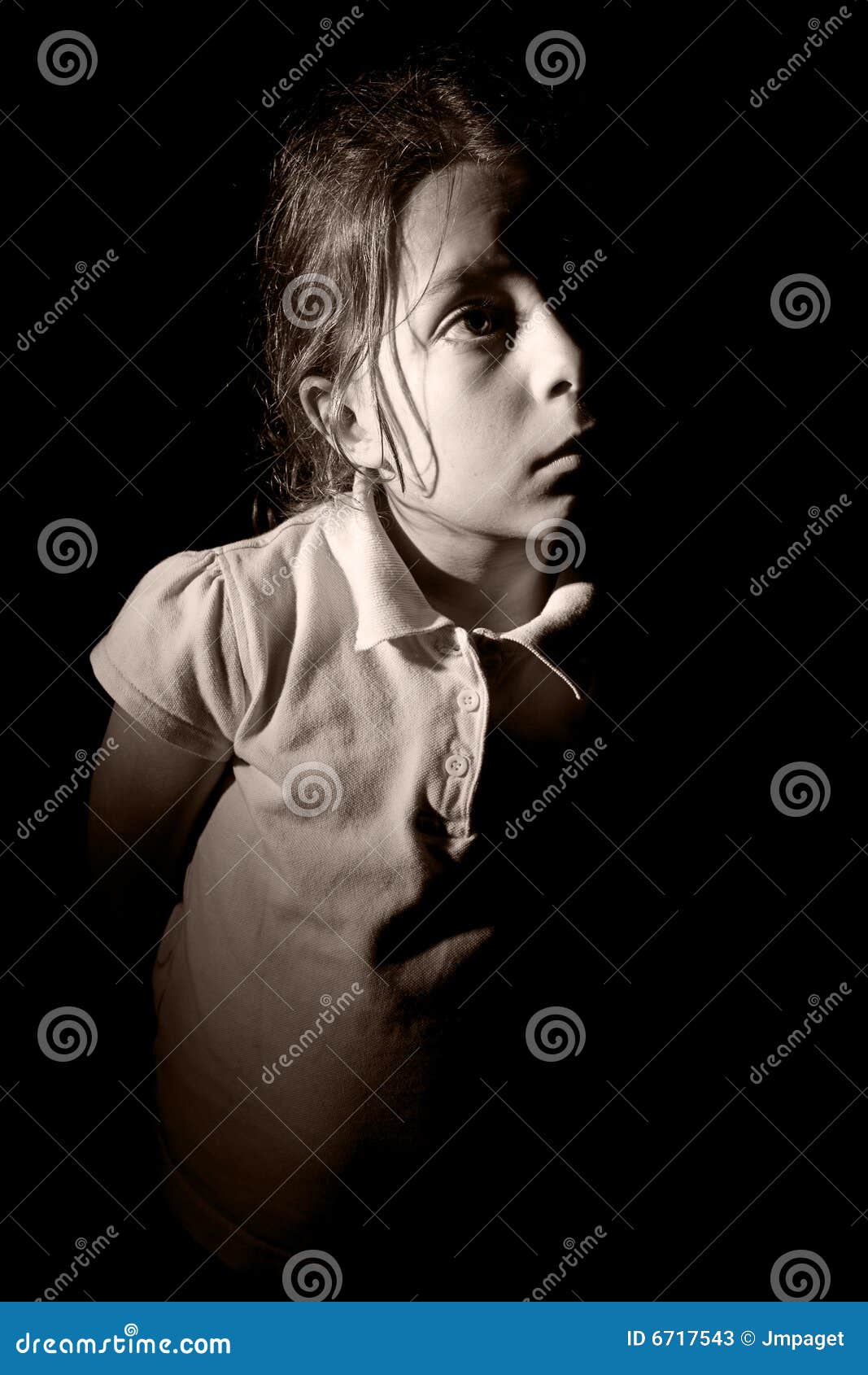 Young Child Looking Off Camera Stock Image - Image of black, pensive ...