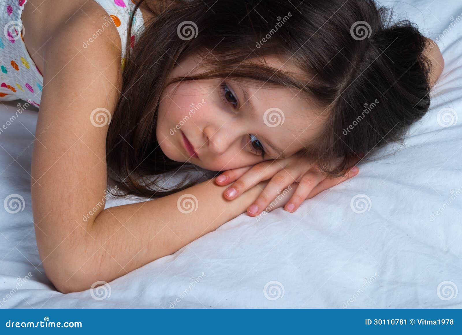 Young Child, Lying Awake in His Bed Stock Image - Image of human, awake ...