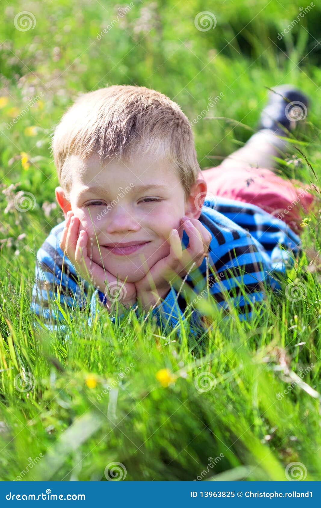 Young child in a meadow stock image. Image of learn, park - 13963825