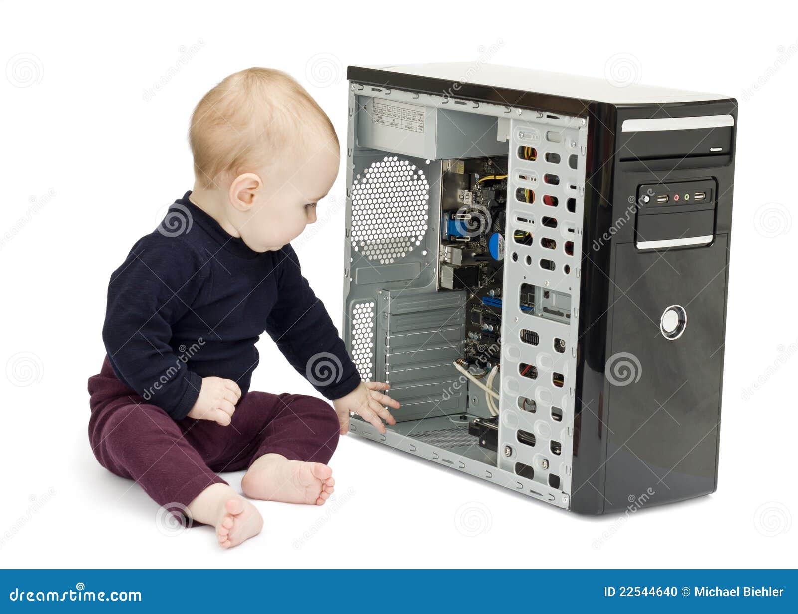 Young Child with Open Computer Stock Photo - Image of toddler, bulk ...