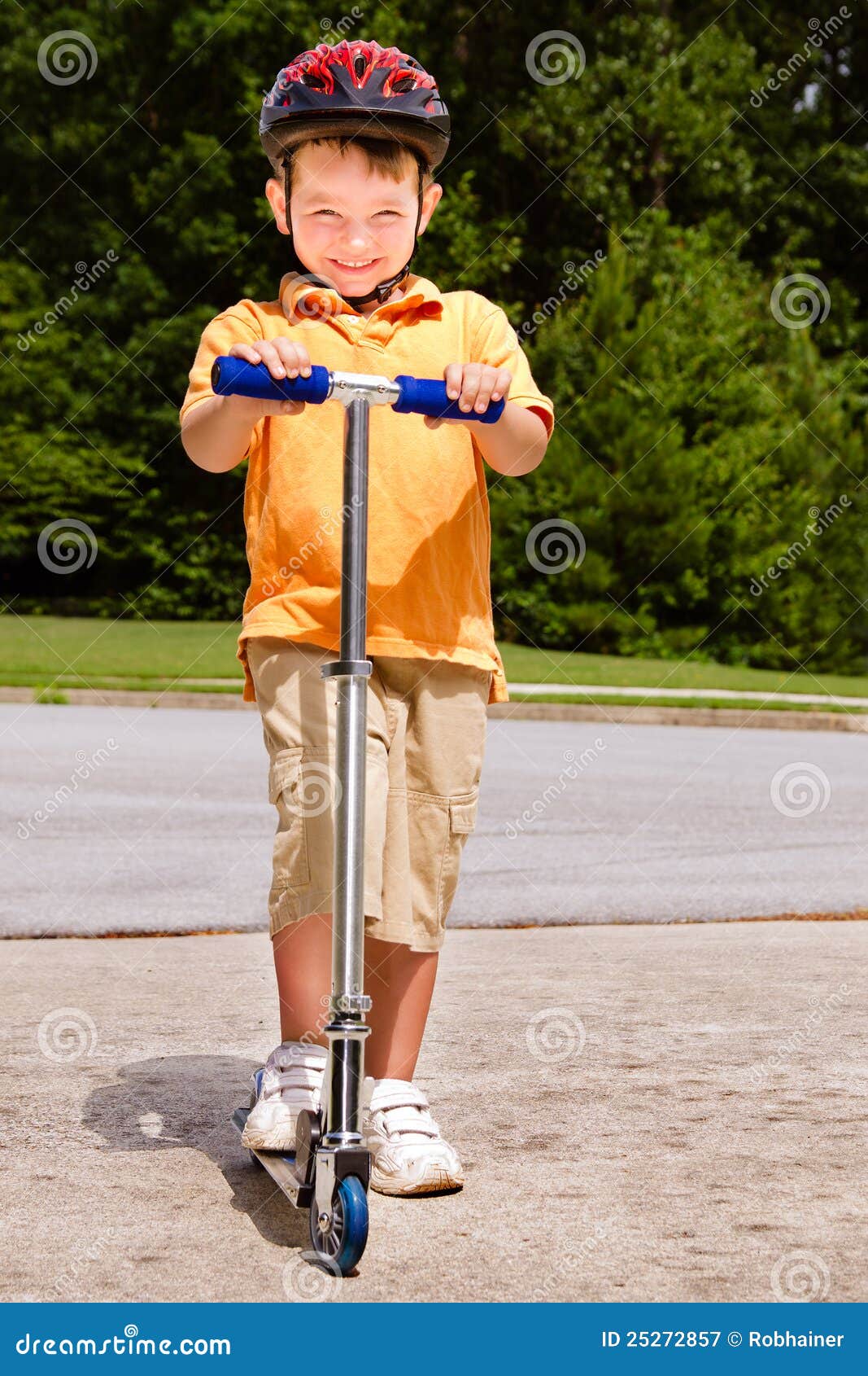 Young Child Riding Scooter Outdoors Stock Image - Image of scooter ...