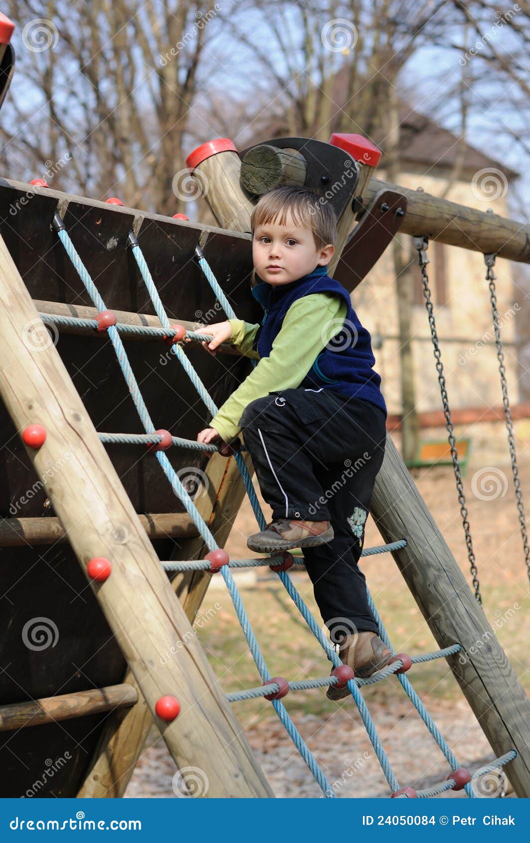 Young child on rope ladder stock photo. Image of nature - 24050084