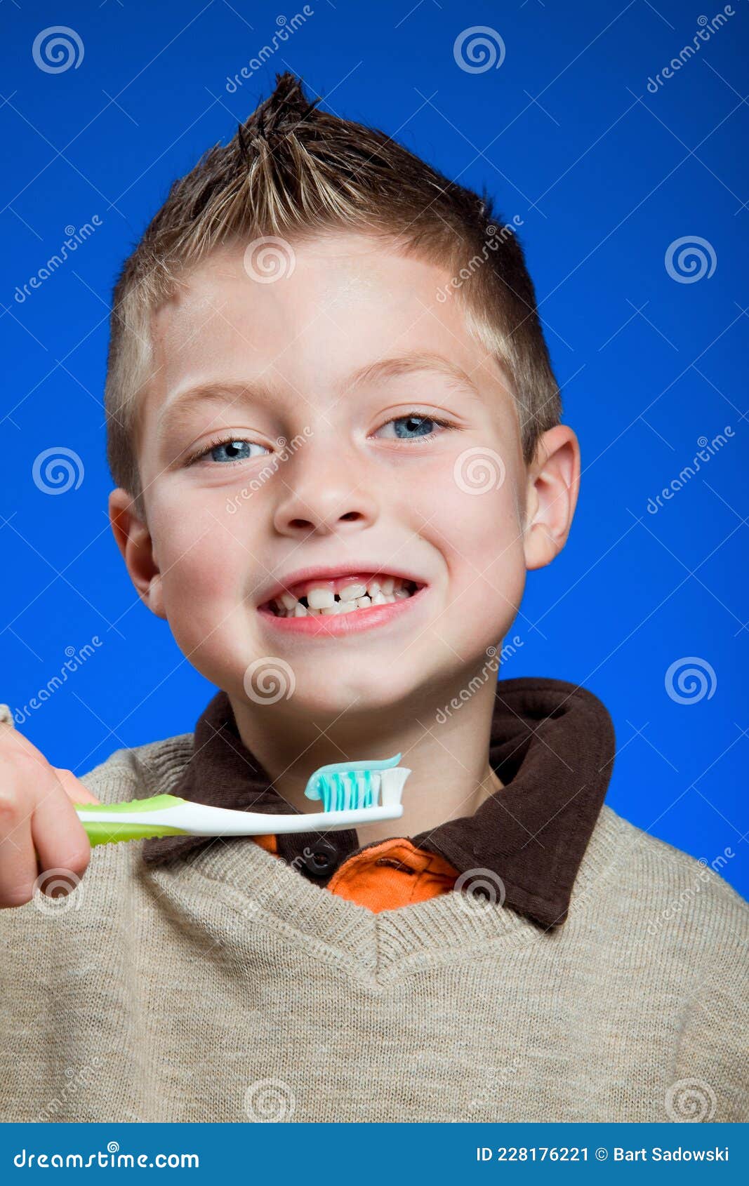 Kid with Toothbrush Ready To Brush His Teeth Stock Image - Image of ...