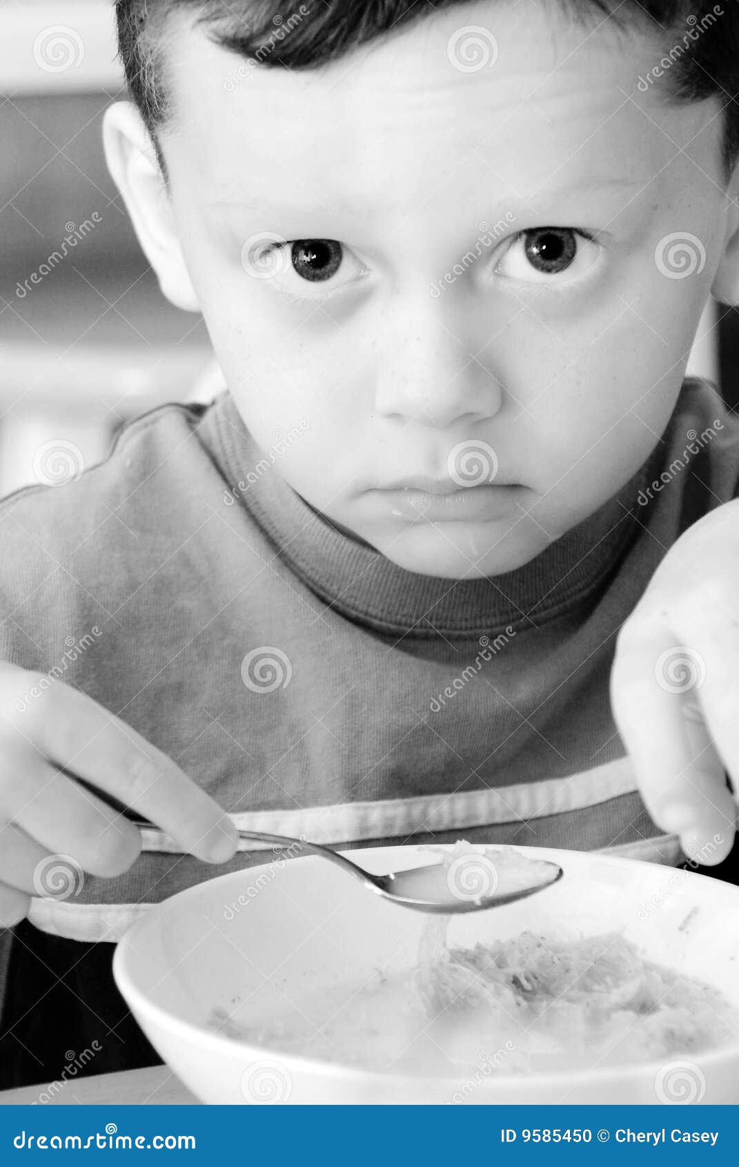 Young Child Unhappy with Meal Stock Photo - Image of eating, toddler ...