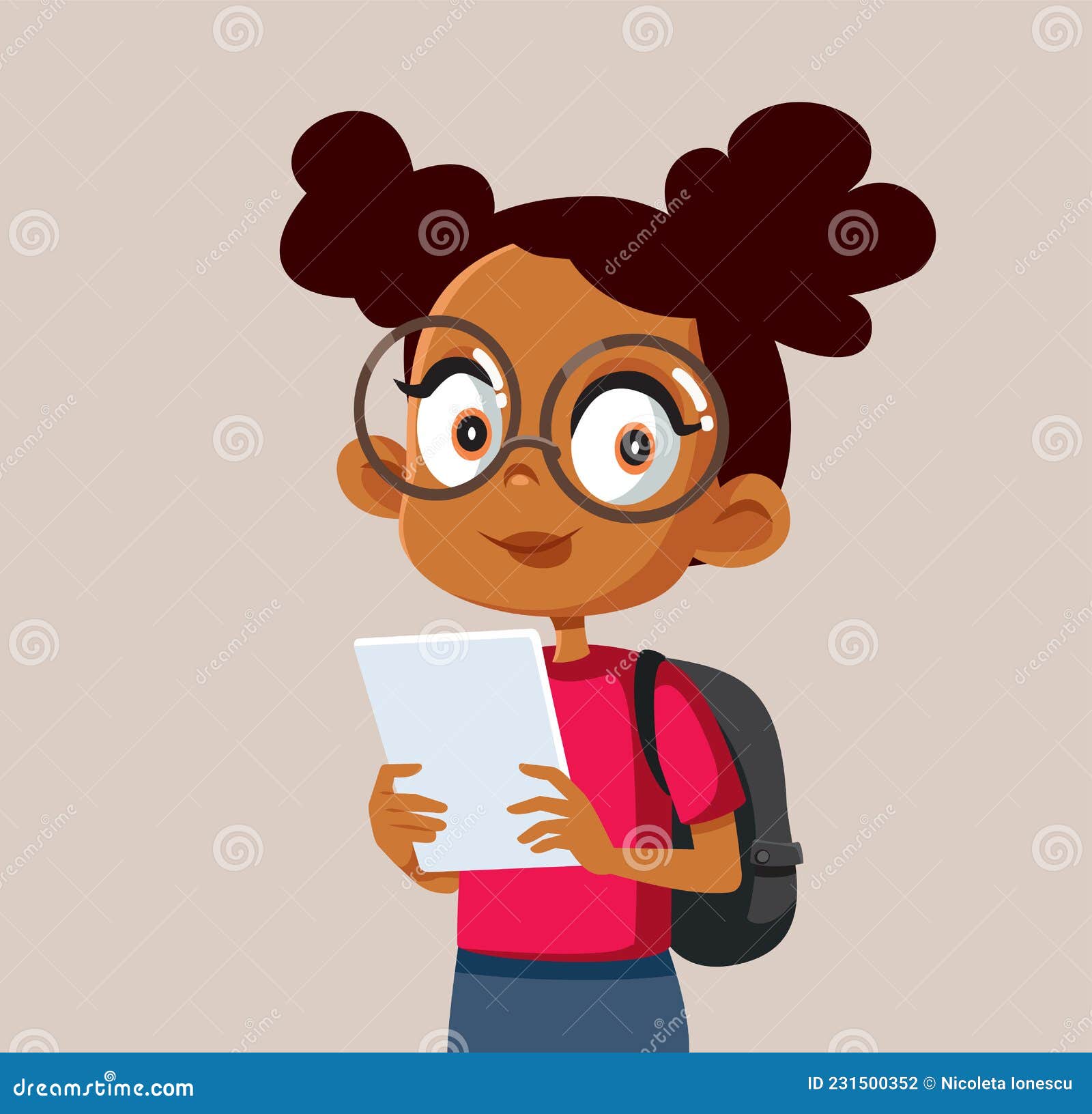 Female Student Holding PC Tablet Vector Cartoon Stock Vector ...