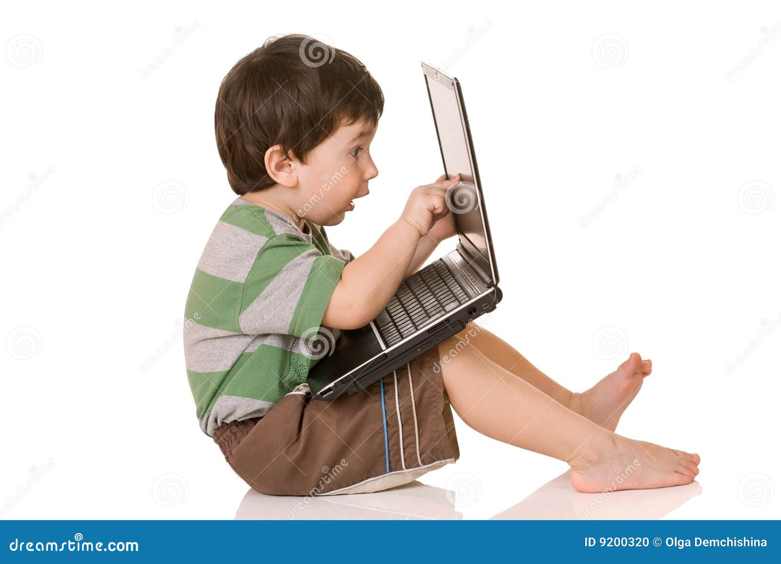 Young Child, Working on Computer Stock Photo - Image of small, smiling ...