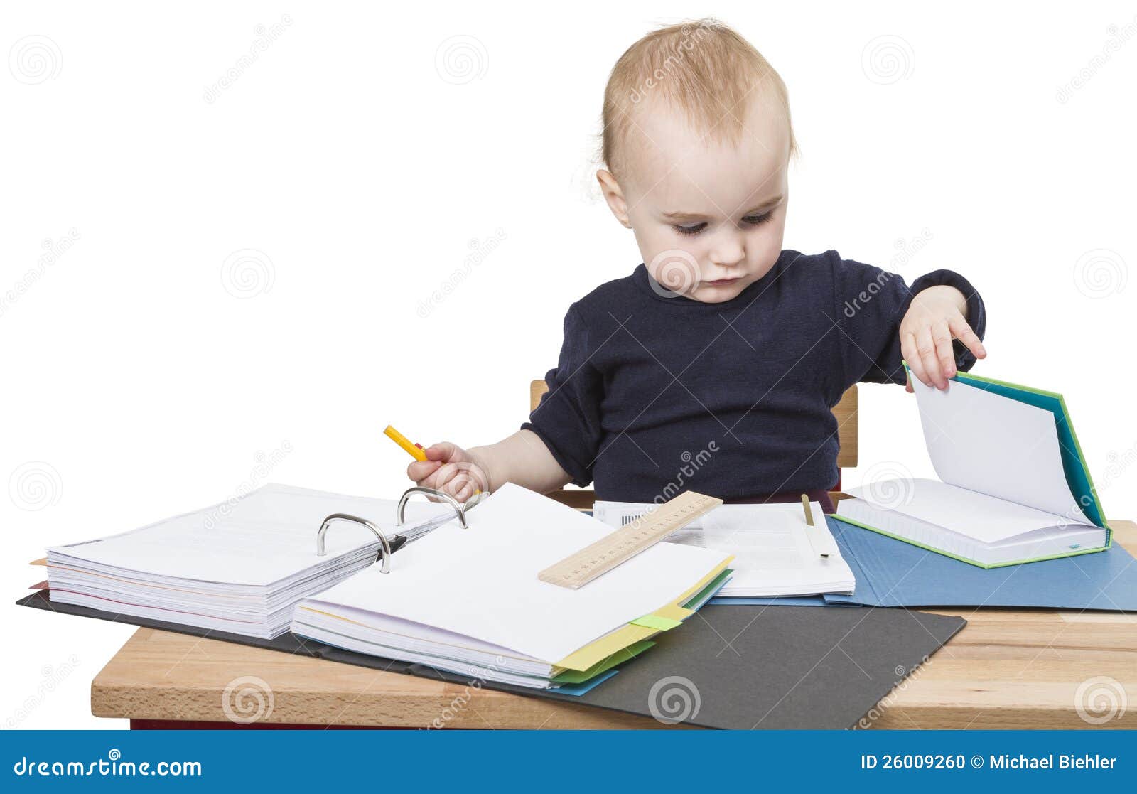Young Child at Writing Desk Stock Photo - Image of child, file: 26009260