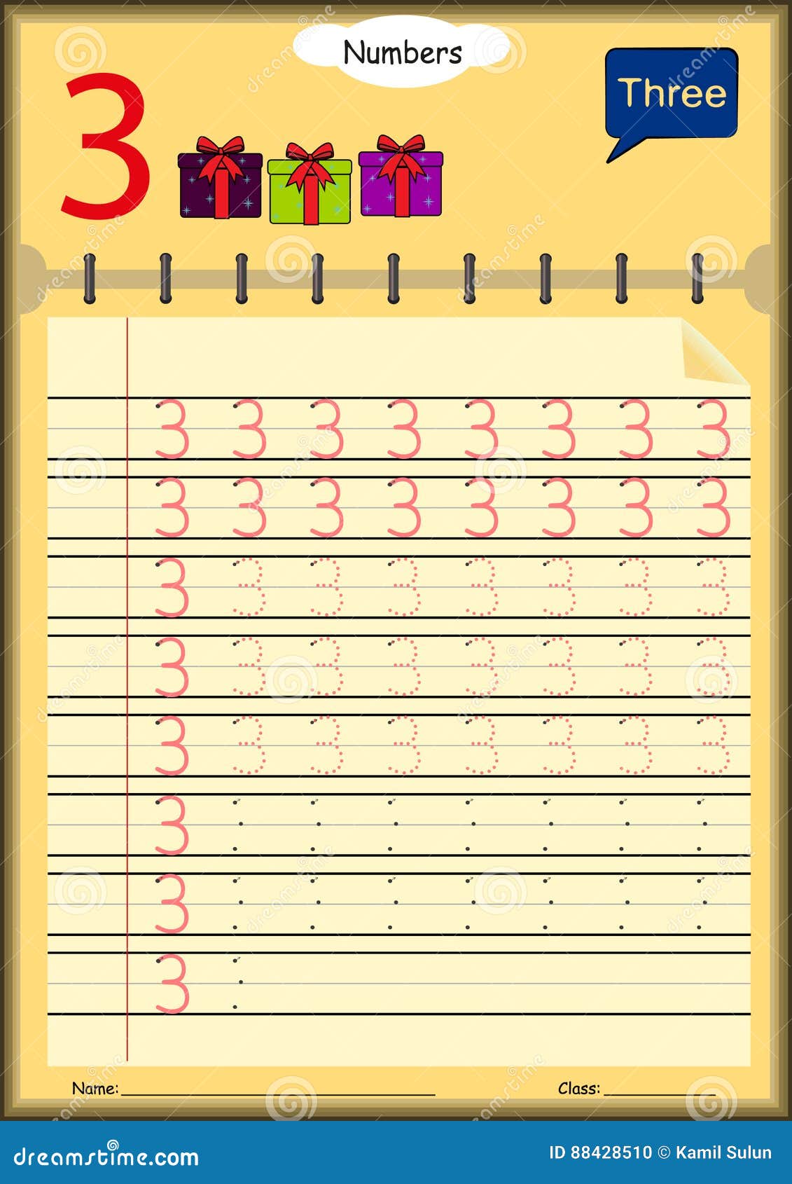 Young Children Learn To Write Numbers, Homework for Kids Stock ...