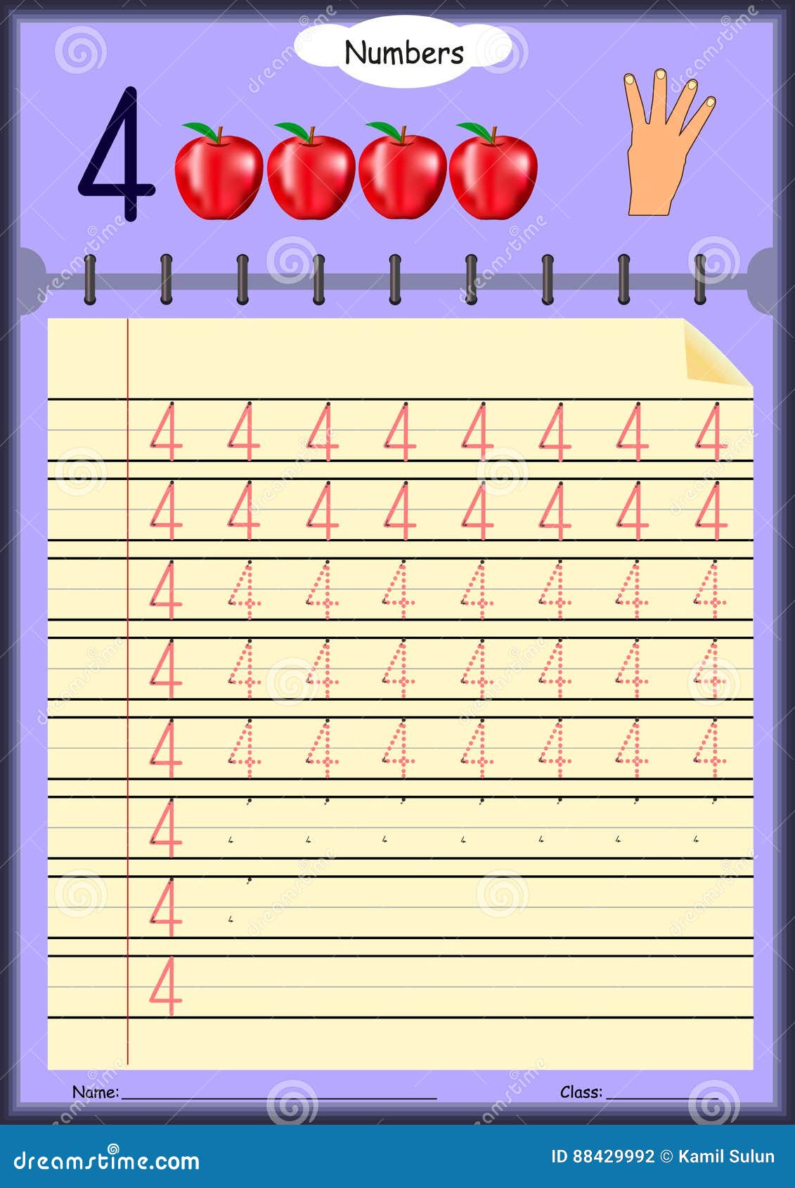 Young Children Learn To Write Numbers, Homework for Kids Stock ...