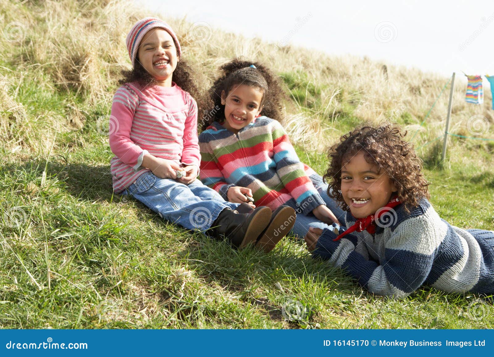 Young Children Sitting Outside in Caravan Park Stock Photo - Image of ...