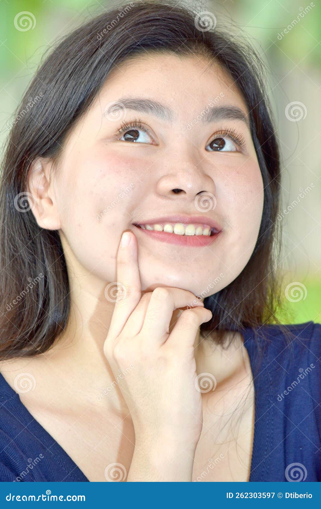 A Young Chinese Female Thinking Stock Image - Image of thoughts ...