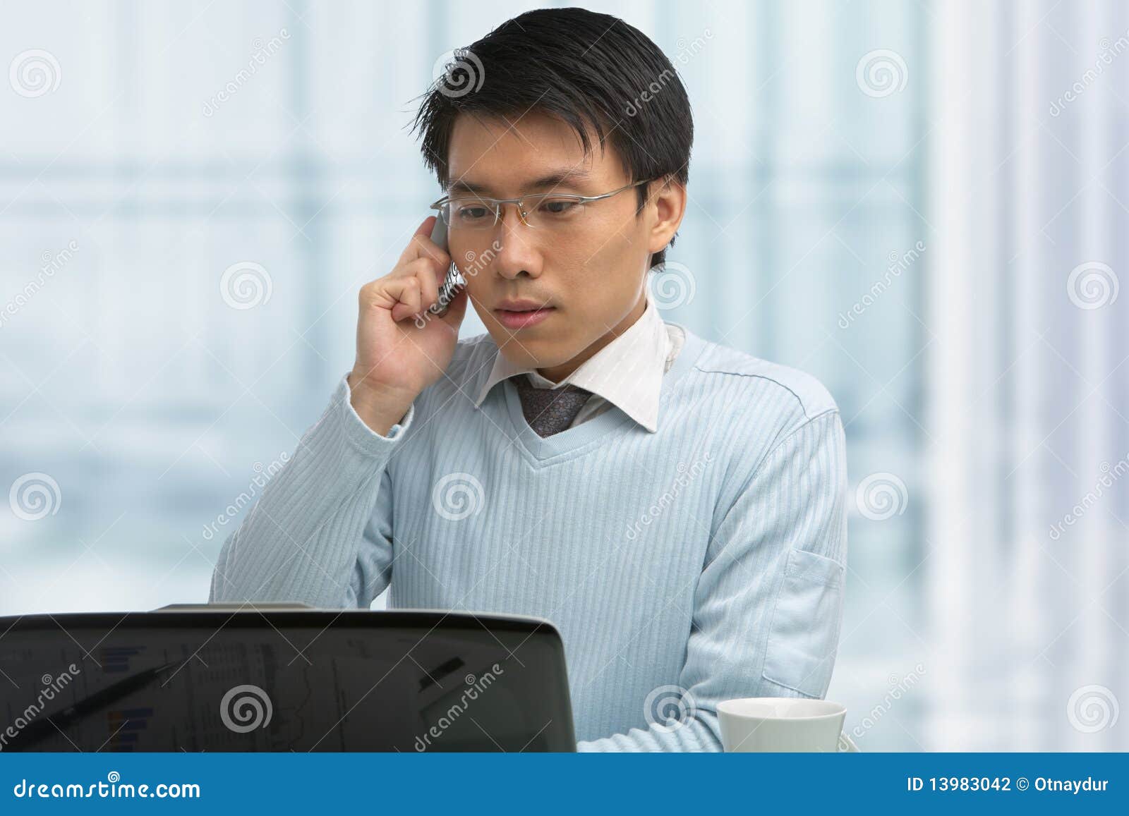 Young Chinese Male Working in Office Stock Photo - Image of single ...