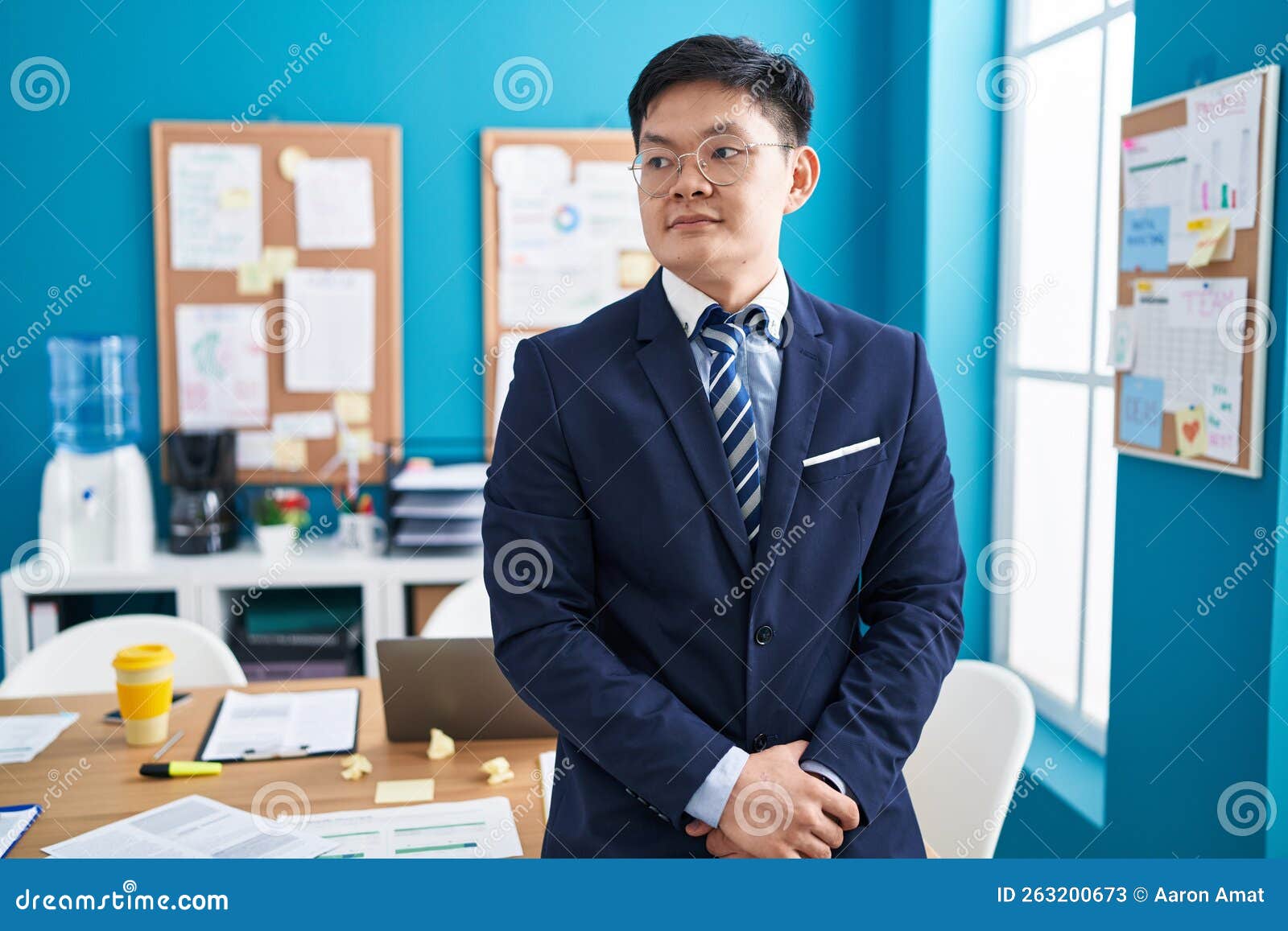 Young Chinese Man Business Worker Standing with Relaxed Expression at ...