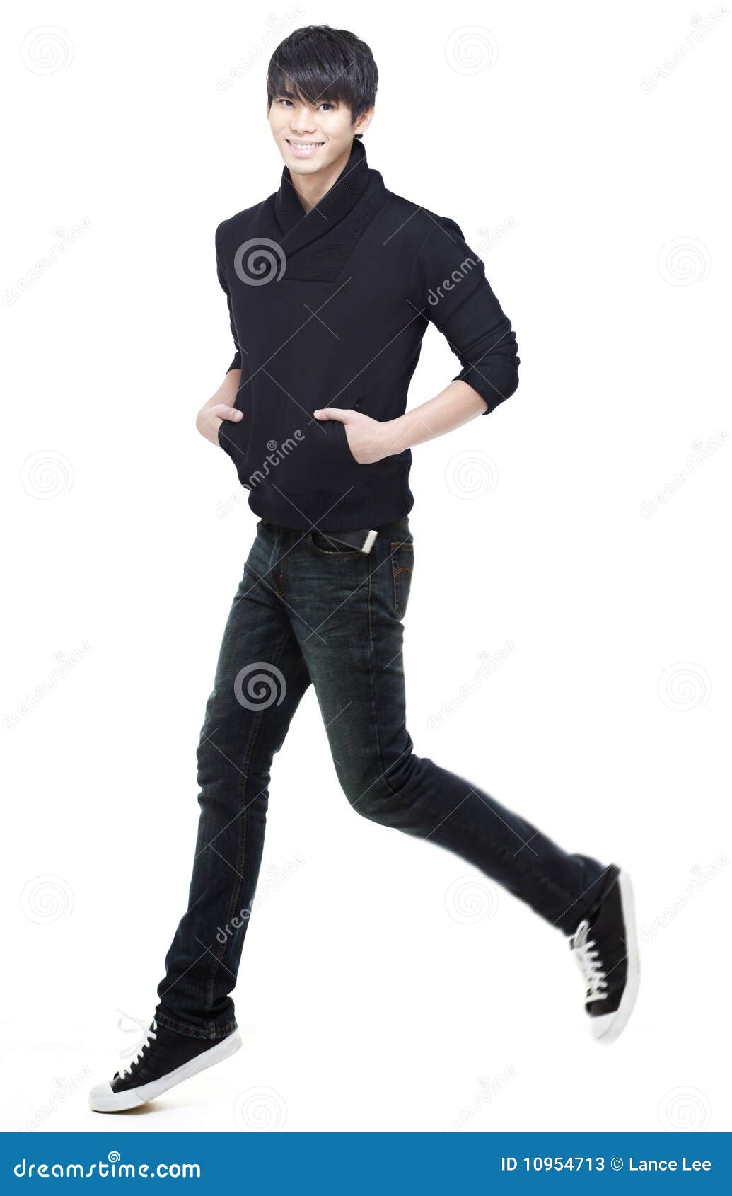 Young Chinese Man Running, Jogging and Jumpi Stock Image - Image of ...