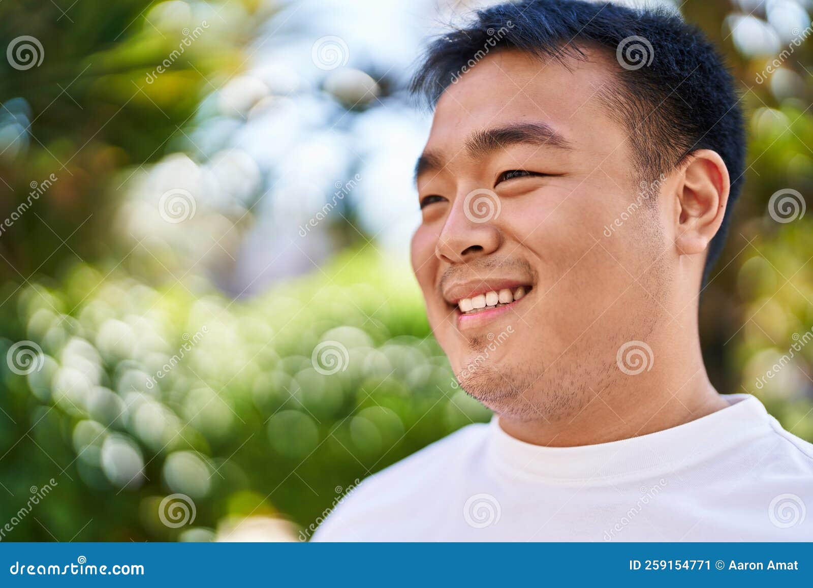 Young Chinese Man Smiling Confident Standing at Park Stock Image ...