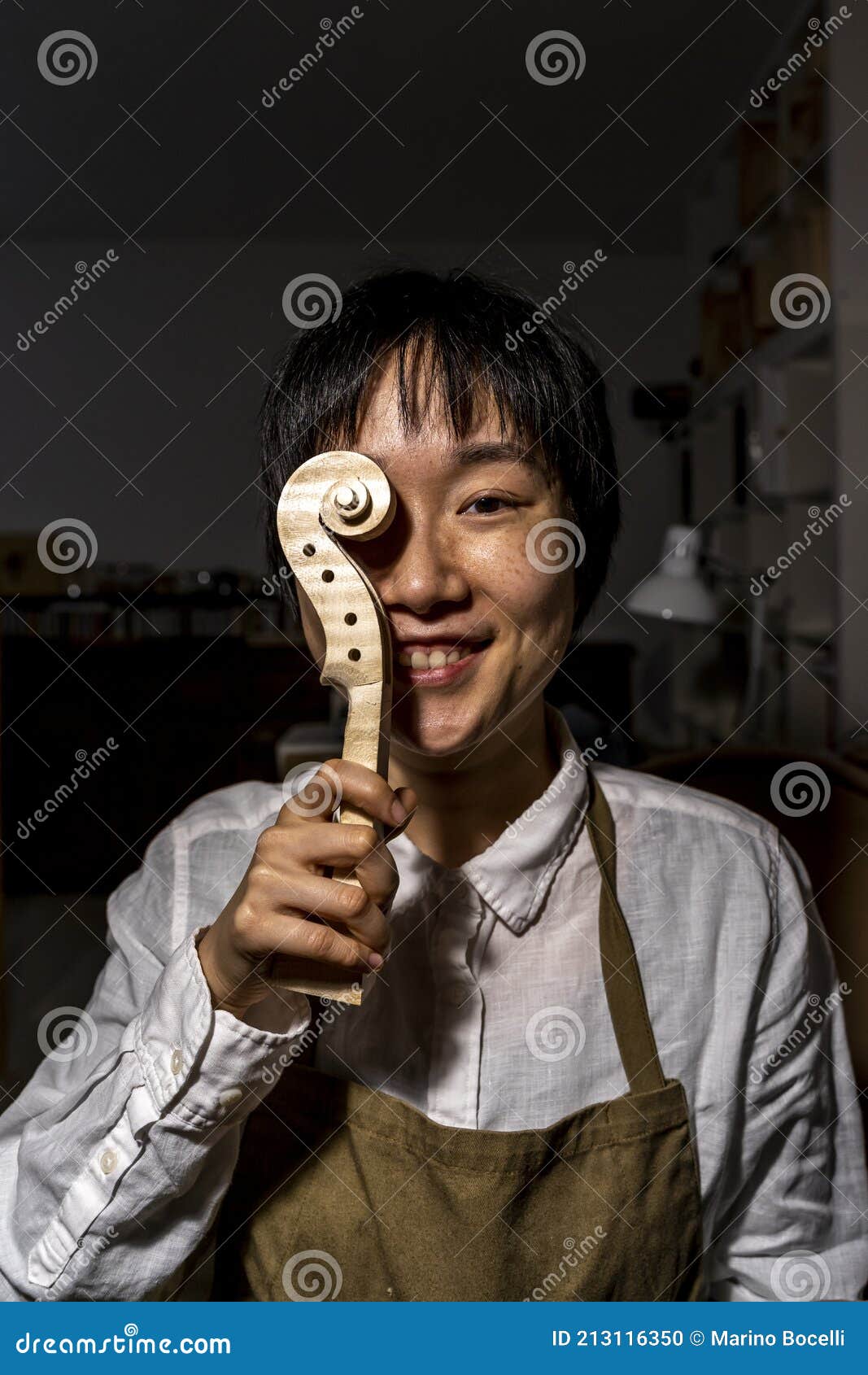 Young Chinese Violin Maker at Work in Her Workshop Stock Photo - Image ...