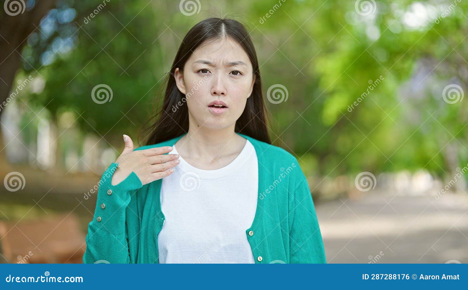 Young Chinese Woman Sweating at Park Stock Photo - Image of weather ...