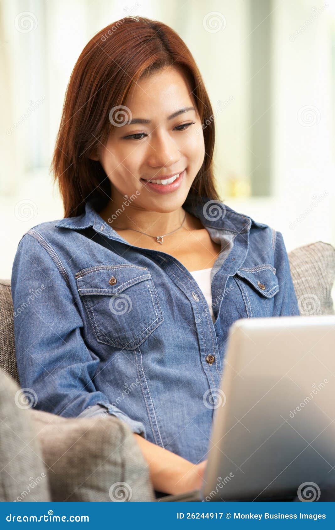 Young Chinese Woman Using Laptop Stock Image - Image of female, laptop ...
